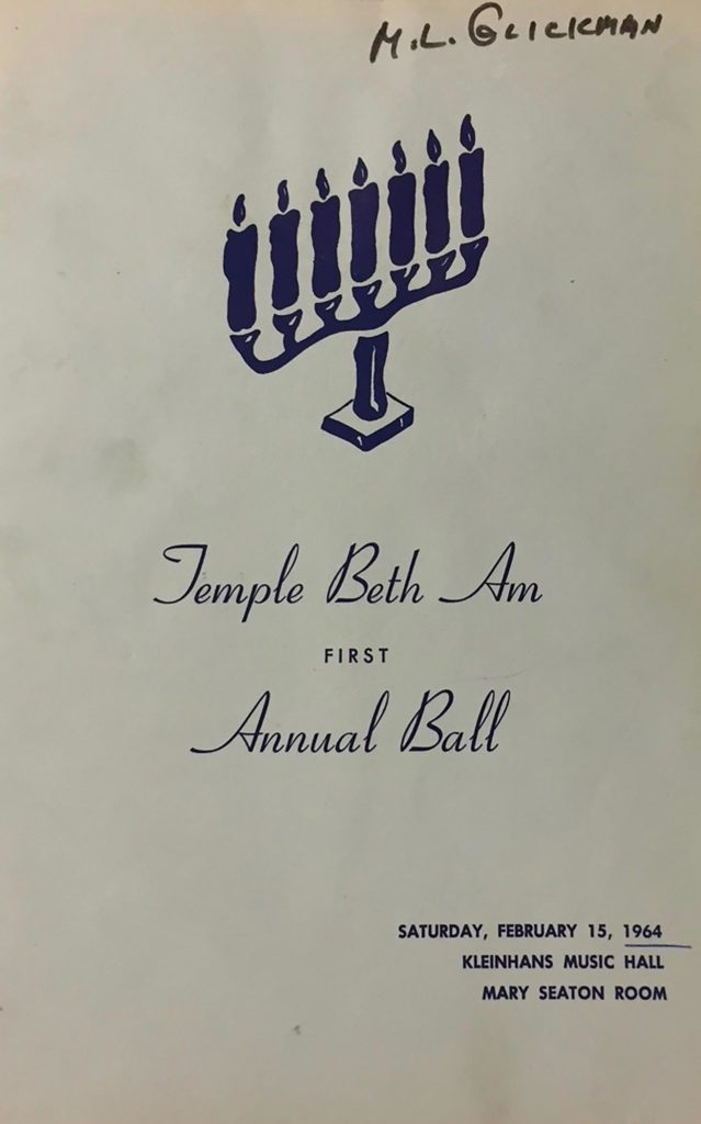Temple Beth Am, First Annual Ball, Program - Jewish Buffalo History Center